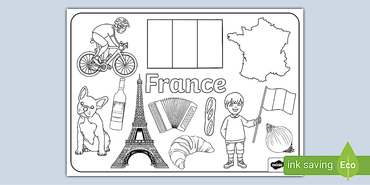 France Doodle Colouring Page (Hecho por educadores) - Twinkl