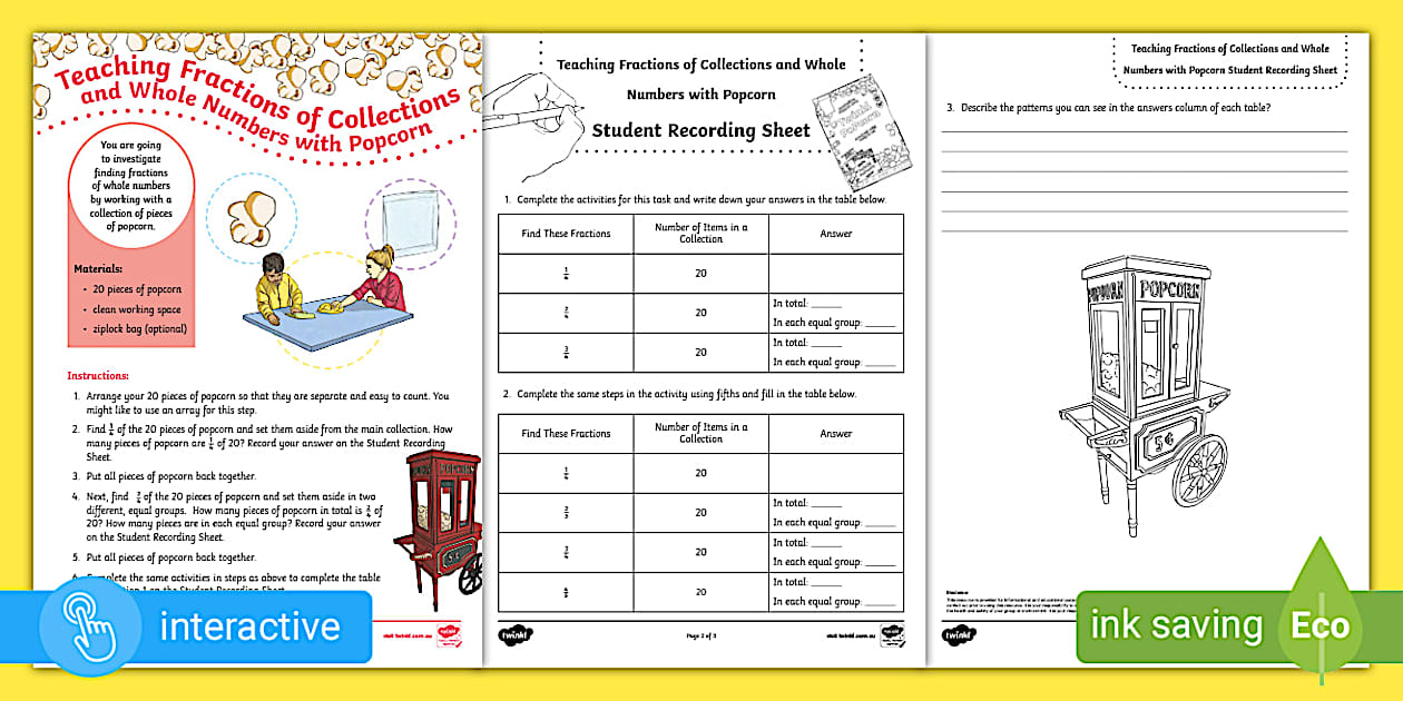 Teaching Fractions of Collections with Popcorn Ι Yrs 5-6