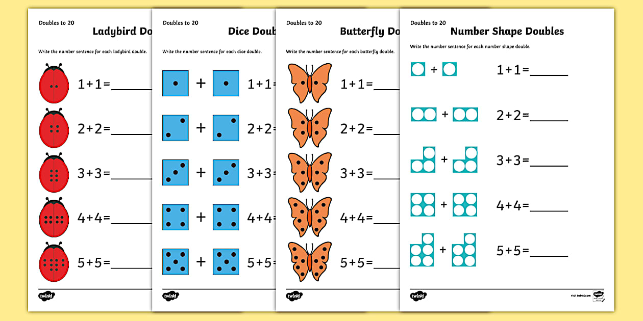 Doubles to 20 Worksheets - Math Resource (Teacher-Made)