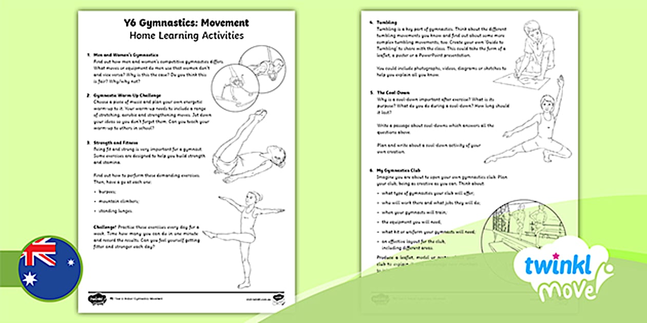 Move PE Year 6 Gymnastics: Movement Home Learning Tasks