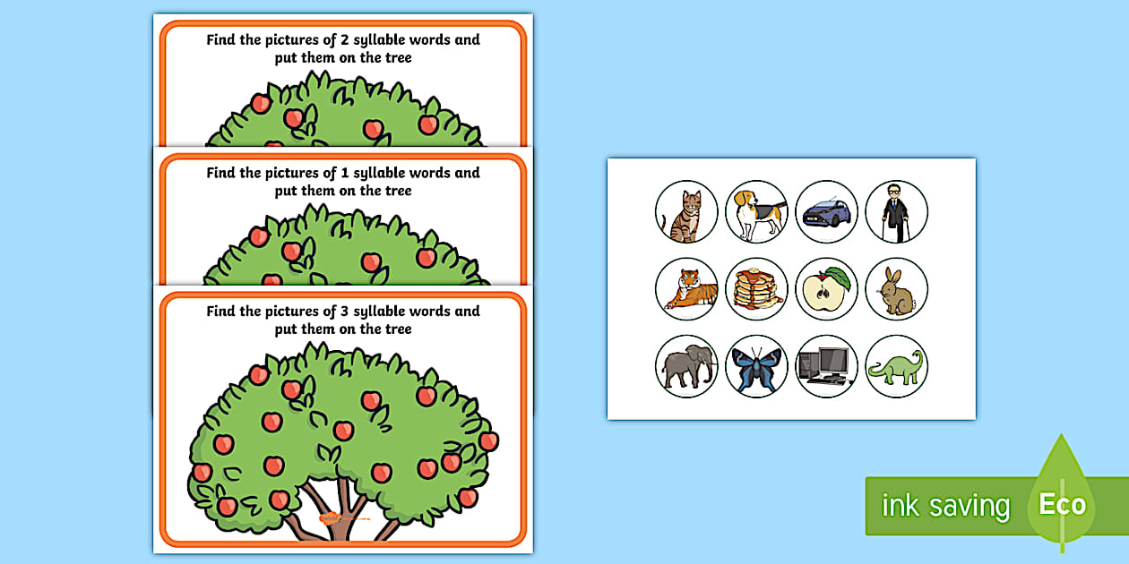 Syllable Sort Apple Tree Game (teacher made) - Twinkl