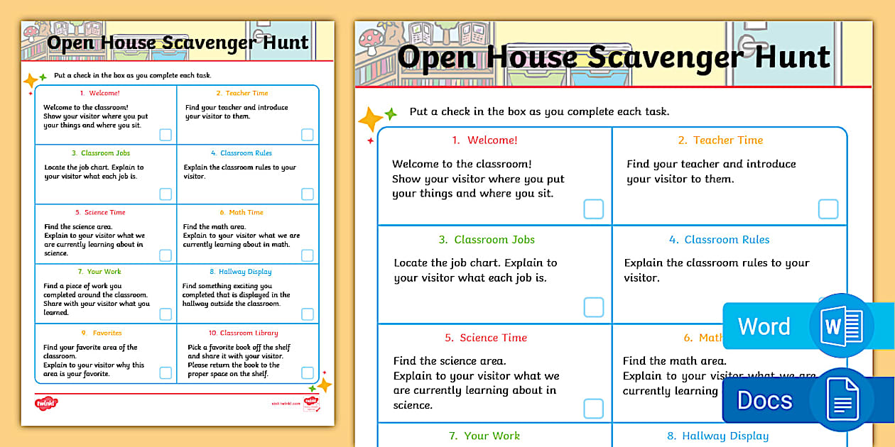 Open House Scavenger Hunt | Classroom Fun | Twinkl USA