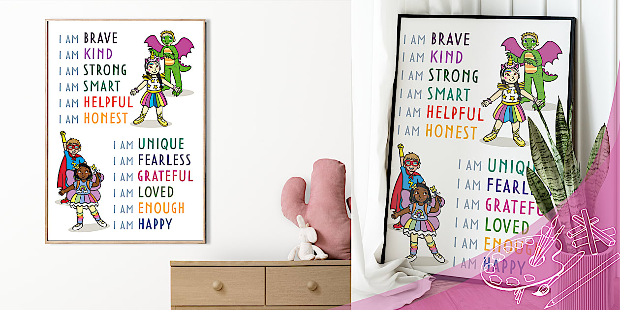 I Am Positive Affirmations Poster | Twinkl Art Gallery