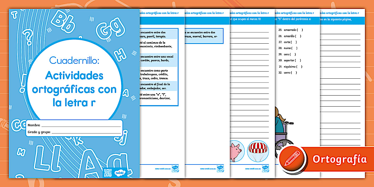 Cuadernillo: Actividades ortográficas con la letra r