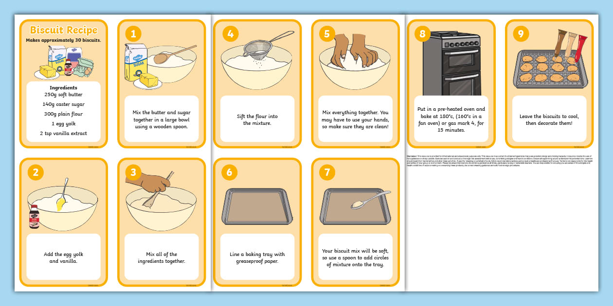 Biscuit Recipe Cards | Biscuit Recipe Activity | Twinkl