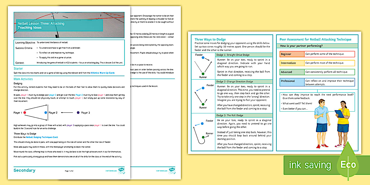 Black and White Netball Lesson 3: Attacking (teacher made)