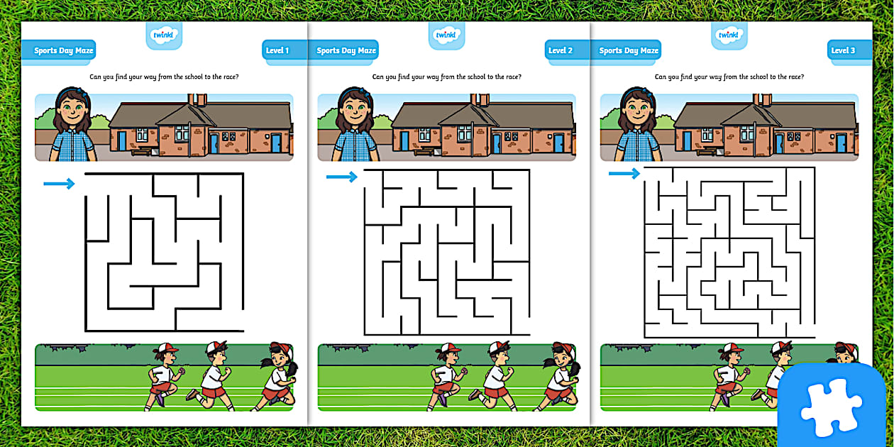 Fun Sports Day Maze Puzzle Pack - AL - Twinkl Puzzled - Kids