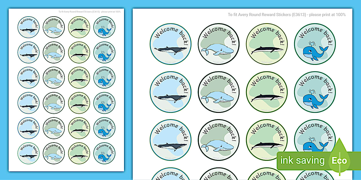 Whale Welcome Back to School Stickers (teacher made)