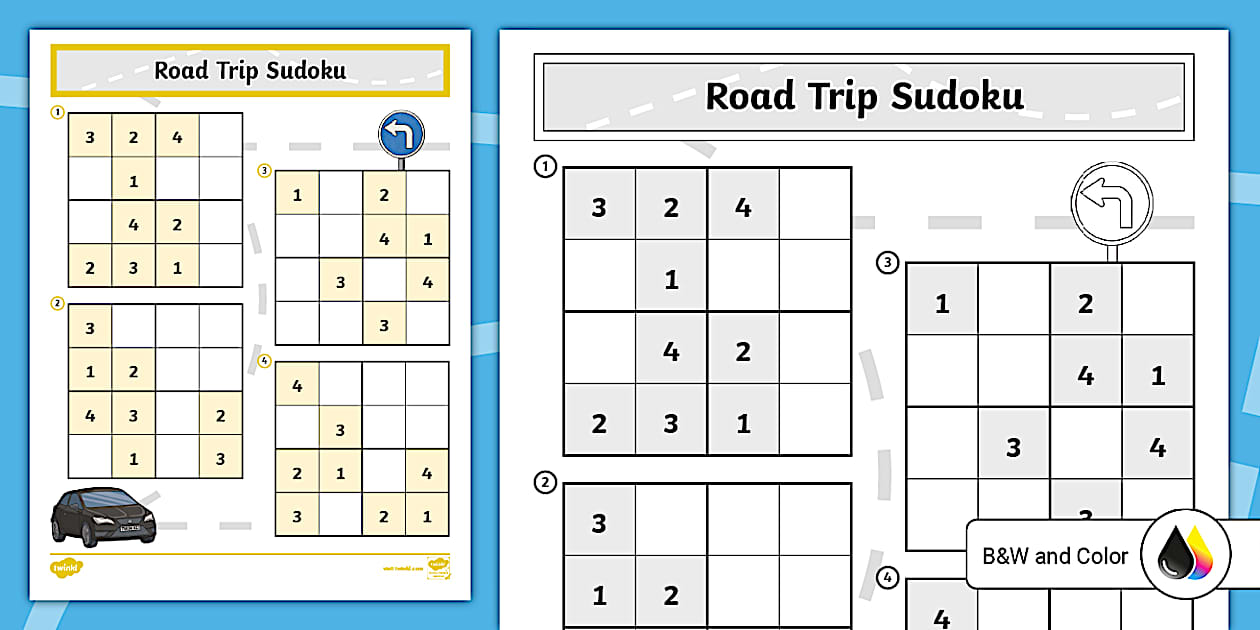 Road Trip Sudoku for 3rd-5th Grade (teacher made) - Twinkl