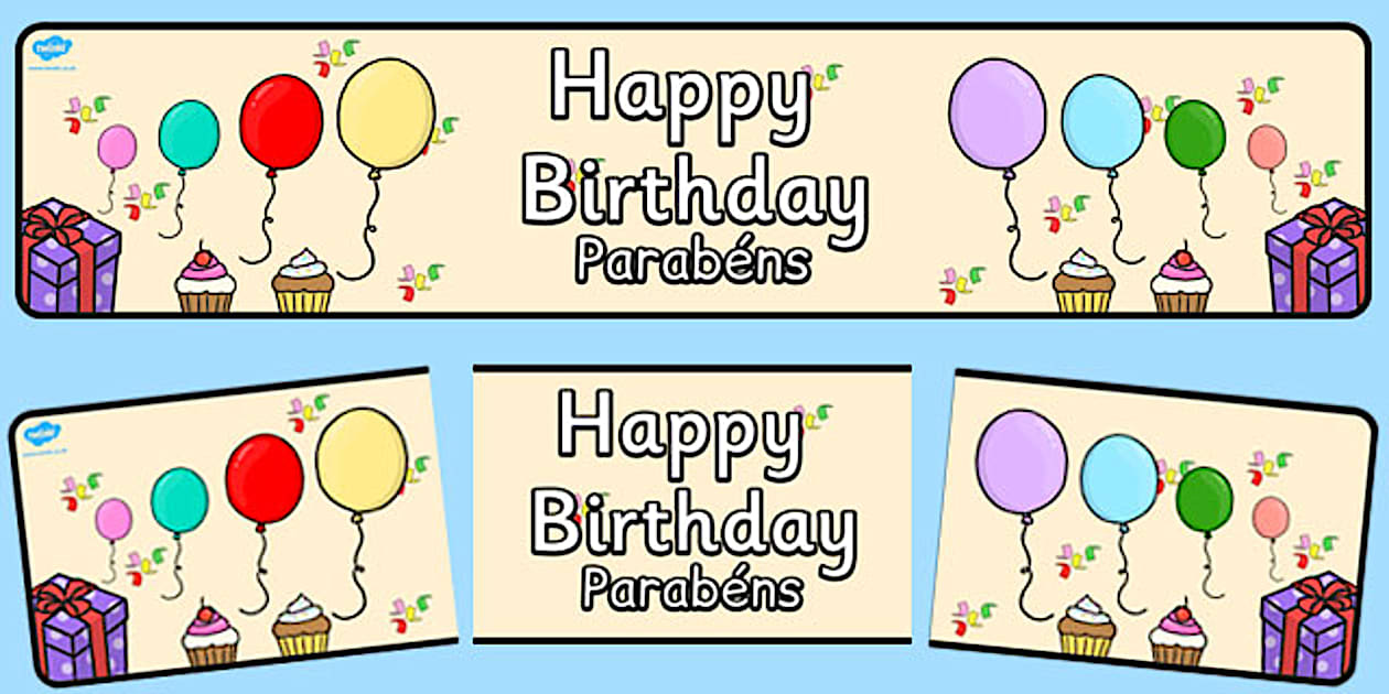 Happy Birthday Display Banner Portuguese Translation