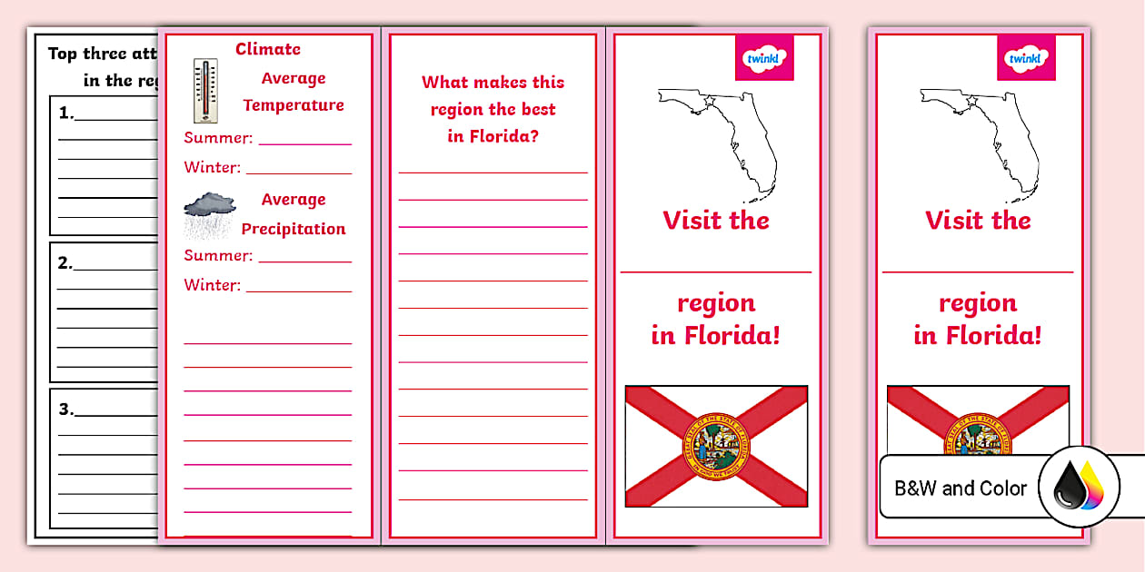 Regions of Florida Travel Brochure Project (teacher made)