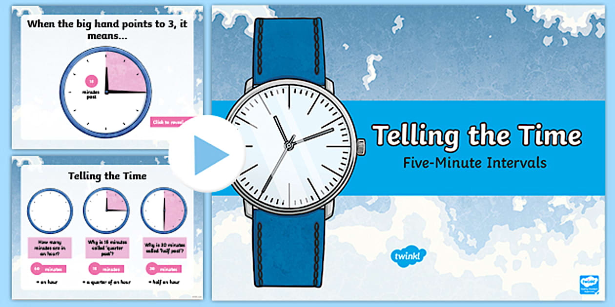 Telling the Time in Five-Minute Intervals PowerPoint
