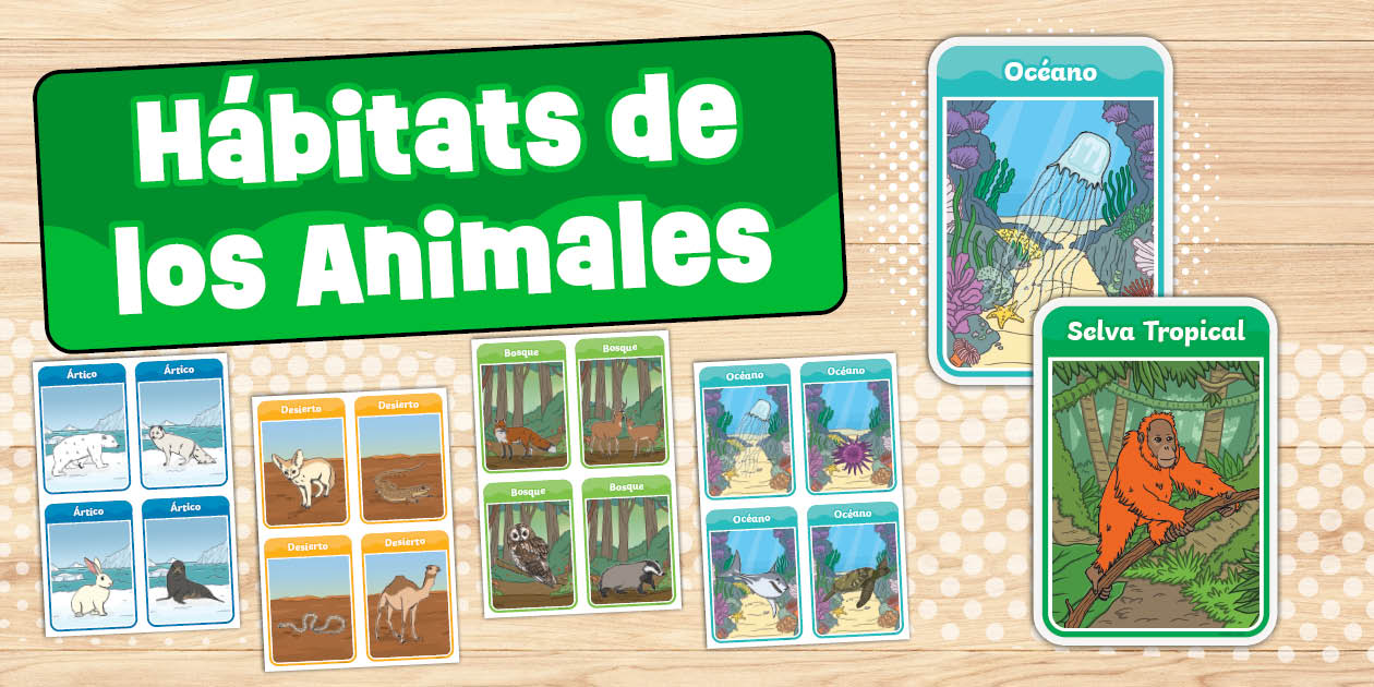 Tarjetas Visuales: Hábitats de los Animales