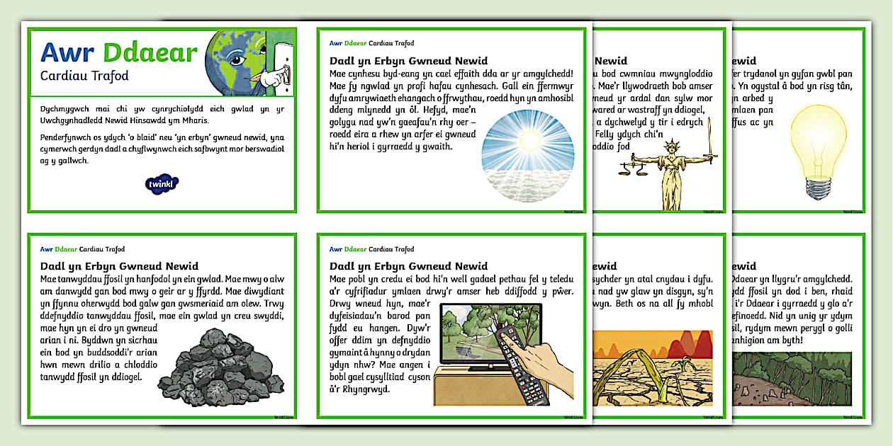 Cardiau Her Awr Ddaear (teacher made) - Twinkl
