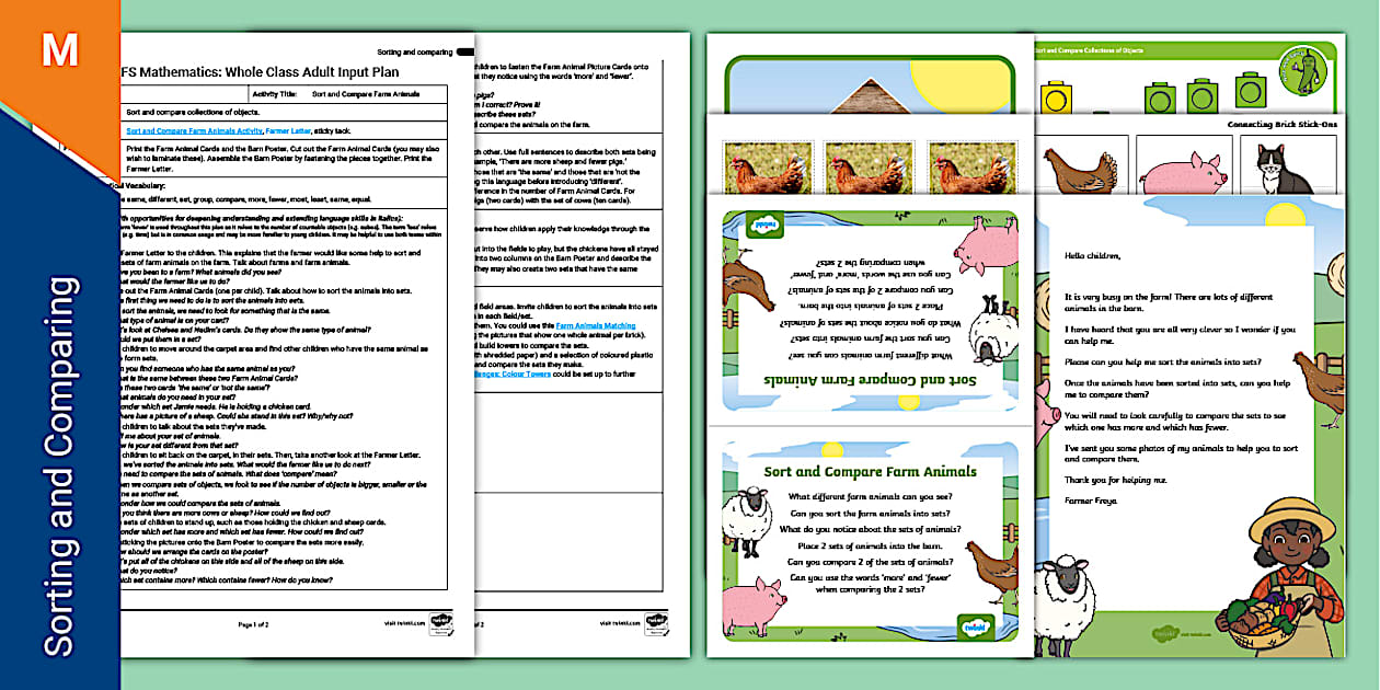 EYFS Maths Sort and Compare Farm Animals Plan and Resources