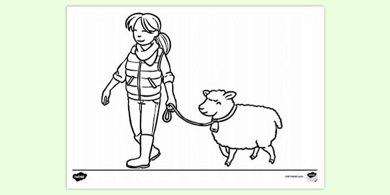 Leading Animal at Calf Club Colouring Sheet | Colouring Page