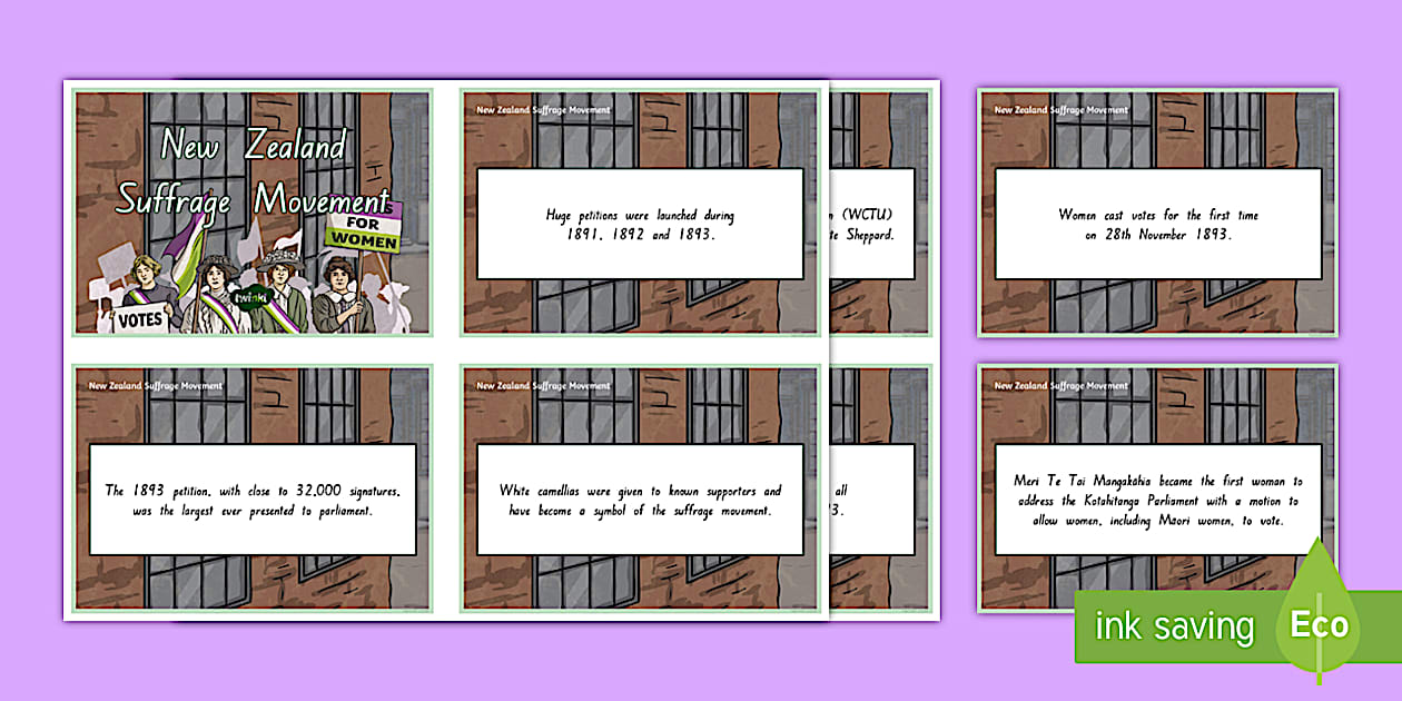 New Zealand Women's Suffrage Movement Fact Cards
