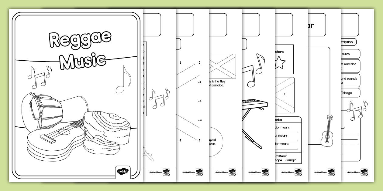 Reggae Music Activity Booklet for K-2nd Grade - Twinkl