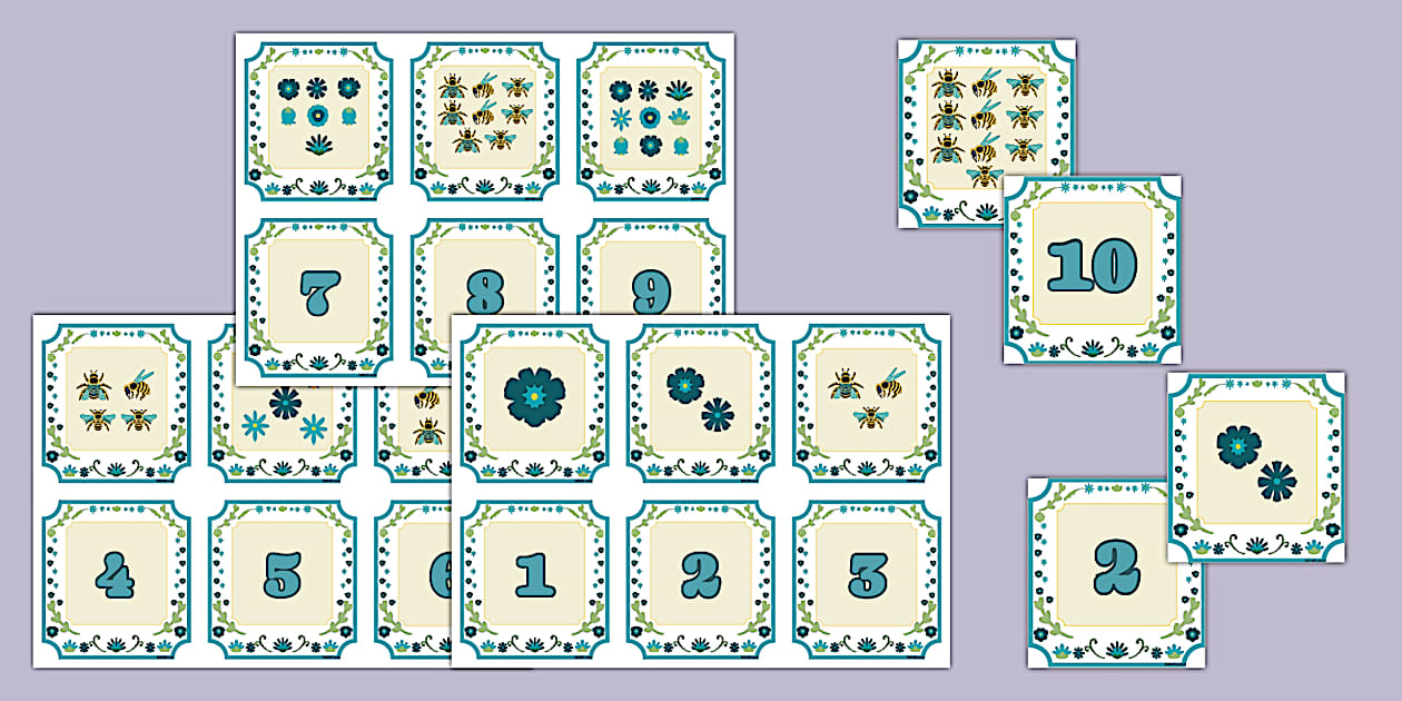 👉 Bee-Themed Number Matching Cards