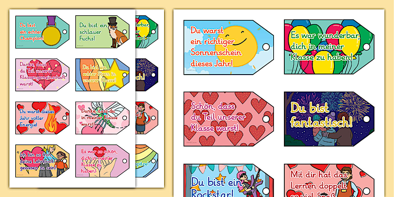 Kleine Botschaften zum Schuljahresende (teacher made)