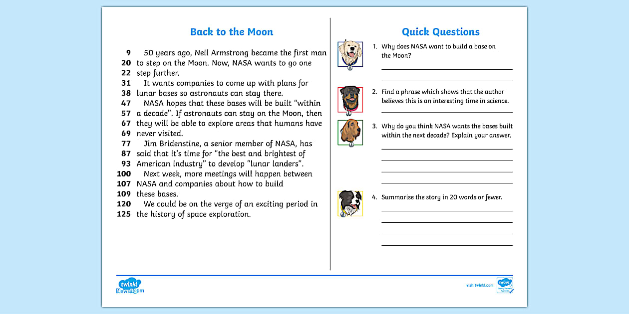 UKS2 Lunar Landers on the Moon Daily News 60-Second Read Activity Cards