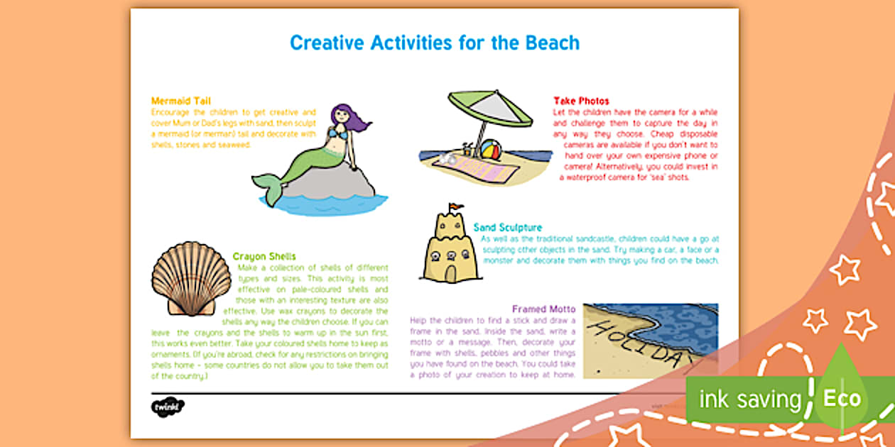 Art at the Beach Worksheet / Worksheet - Twinkl