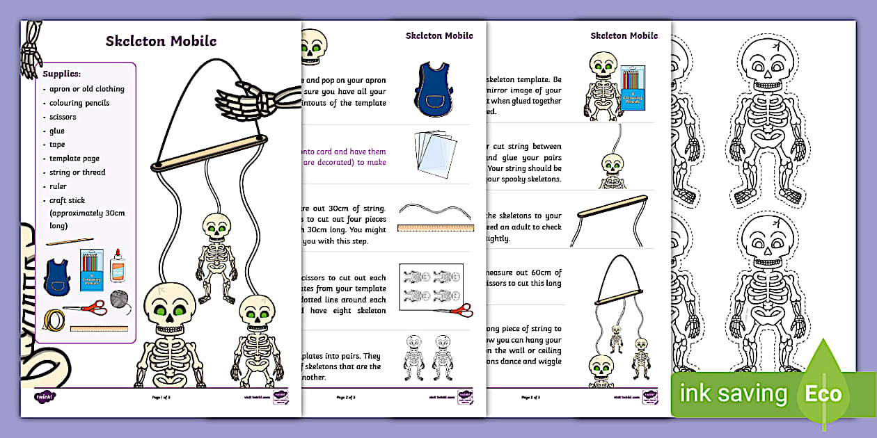 Skeleton Mobile Craft (teacher made) - Twinkl