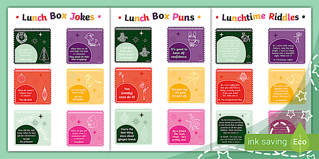 Christmas Lunch Box Jokes, Riddles and Puns (Teacher-Made)