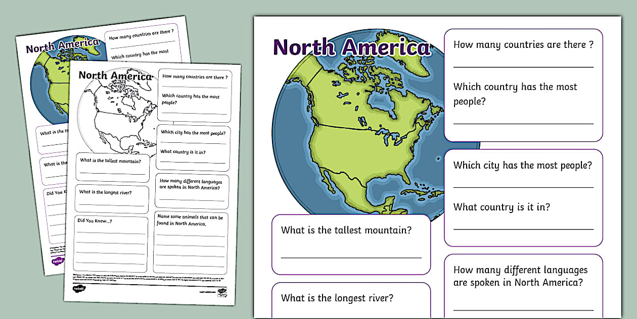 North America Fact File Template North America - Twinkl