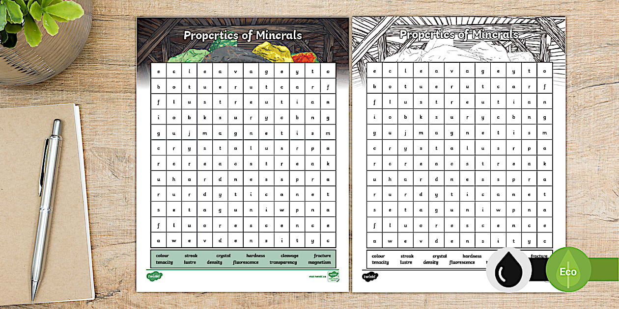 Properties of Minerals Word Search (teacher made) - Twinkl
