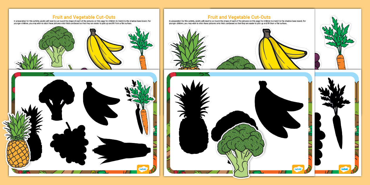 Fruit and Vegetables Picture and Shadow Matching Activity