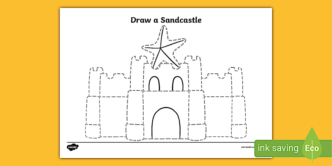 EYFS Draw a Sandcastle Pencil Control Activity - Twinkl