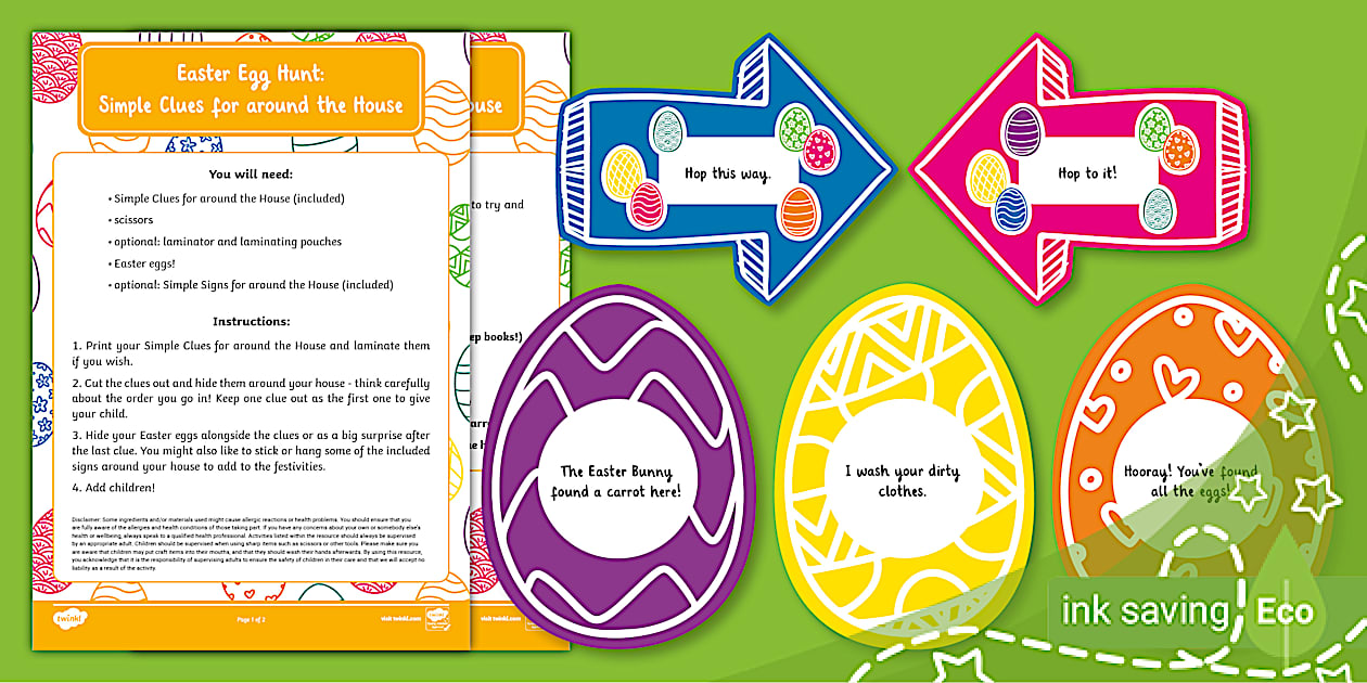 Easter Egg Hunt: Simple Clues for around the House - Twinkl
