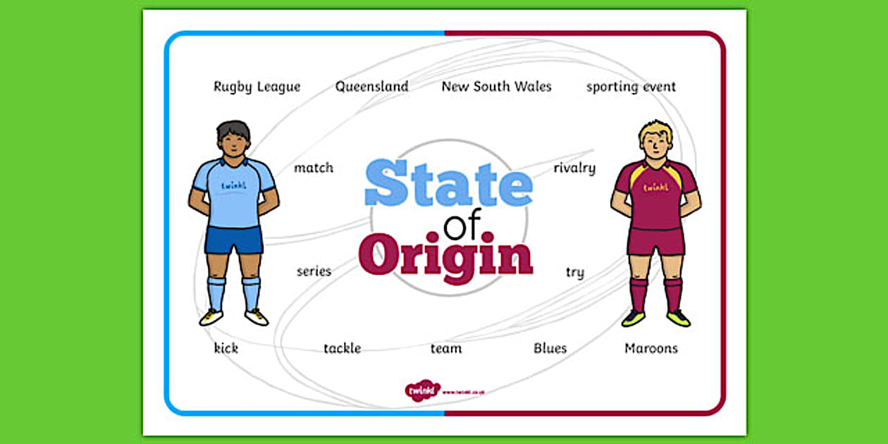 Editable State of Origin Word Mat (teacher made) - Twinkl
