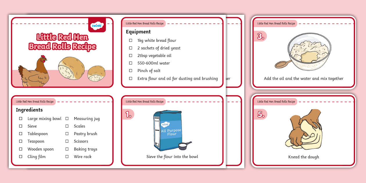 Little Red Hen Recipe Cards - Twinkl