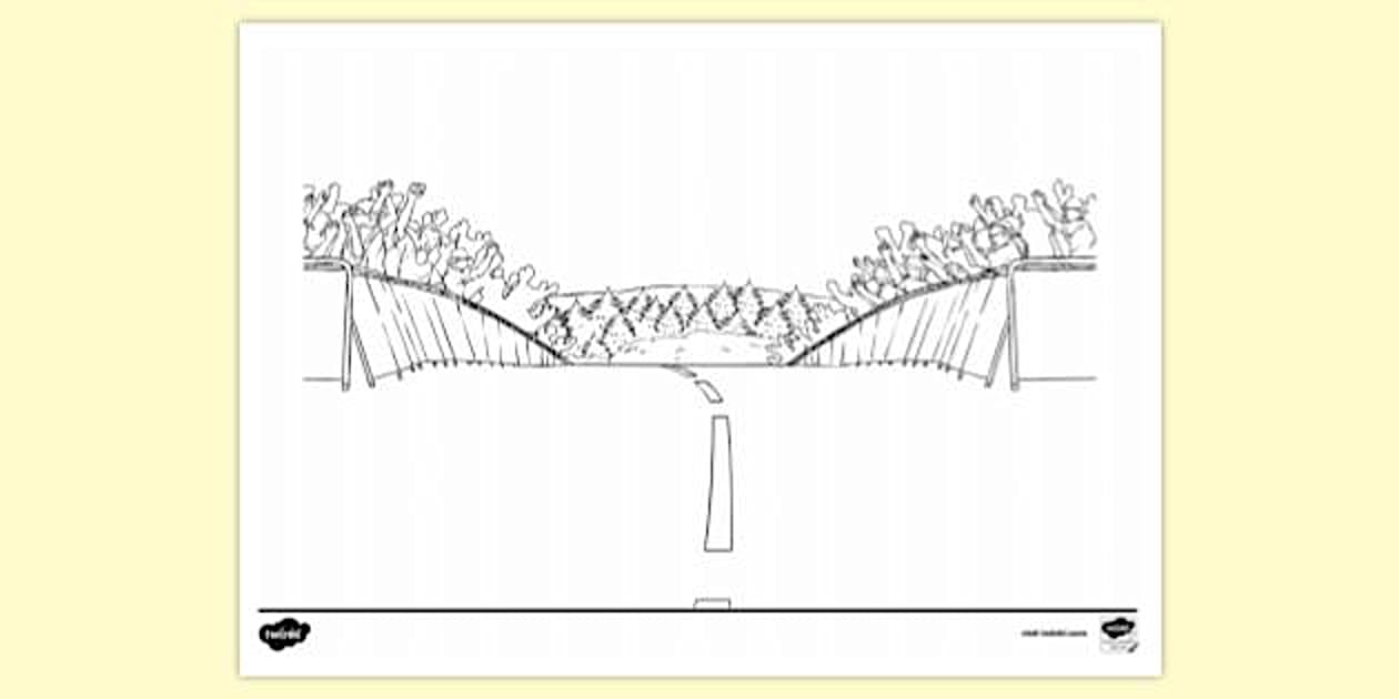 Race Finish Line With Cheering Crowd Colouring Sheet