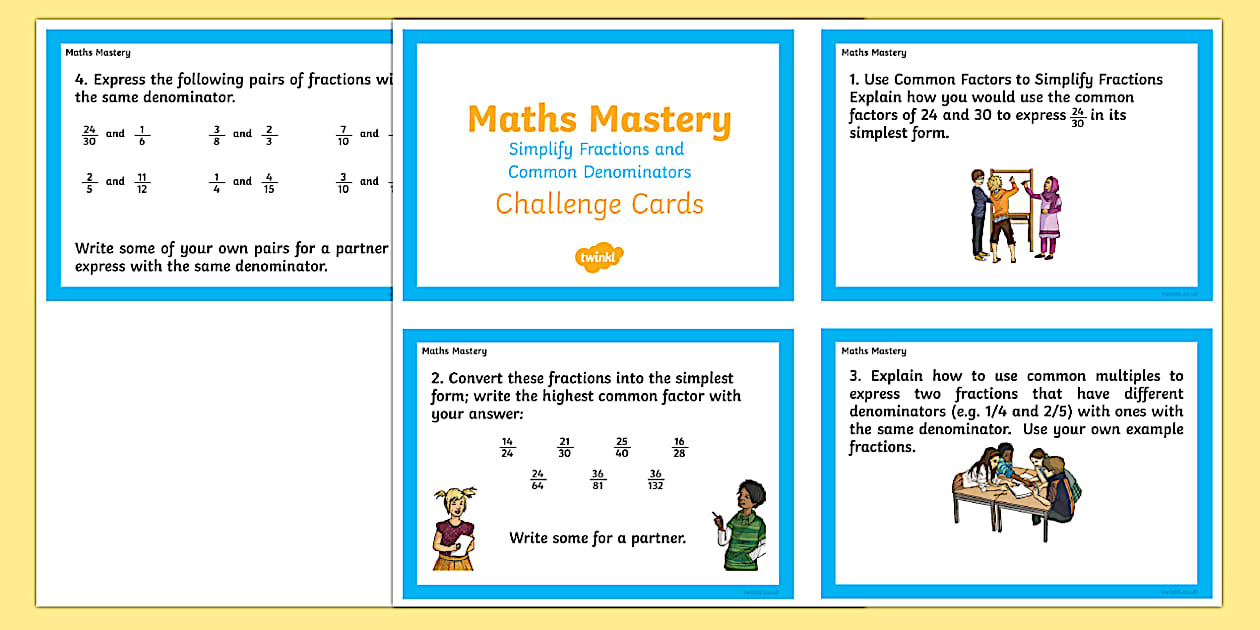 Simplifying Fractions Year 6 Maths Mastery Challenge Cards