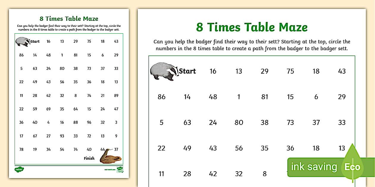 👉 8 Times Table Maze (teacher made) - Twinkl