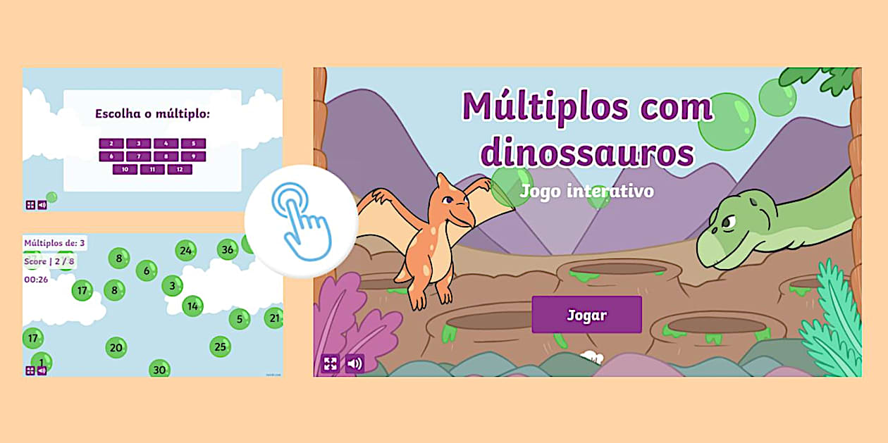 Múltiplos com Dinossauros – Jogo Interativo - Twinkl