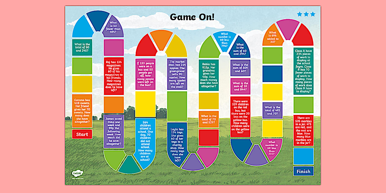 Editable 3-Digit Numbers and Tens Word Problem Board Game