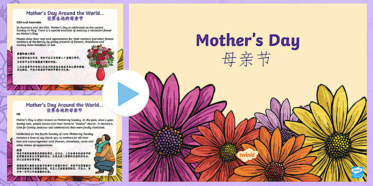 Mother’s Day PowerPoint English/Mandarin Chinese - Twinkl