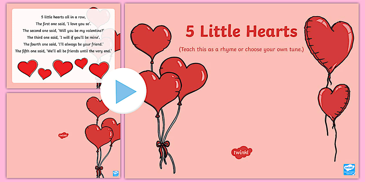 Five Little Hearts Song PowerPoint (teacher made) - Twinkl