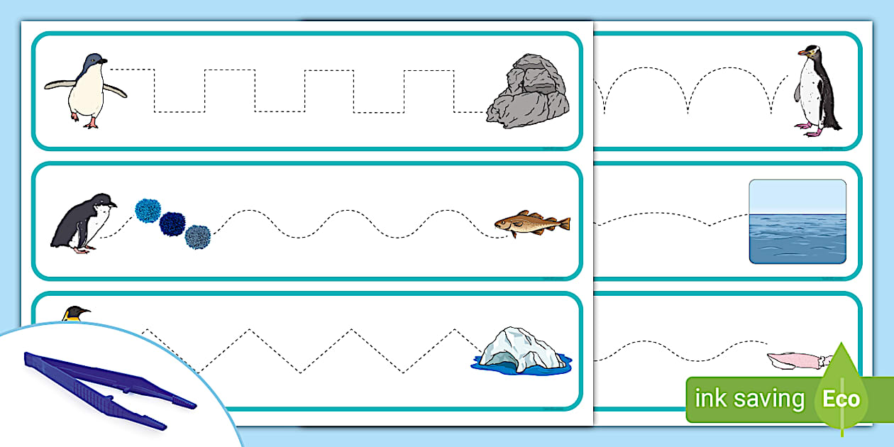 Penguin Trails Fine Motor Skills Cards | Twinkl - Twinkl