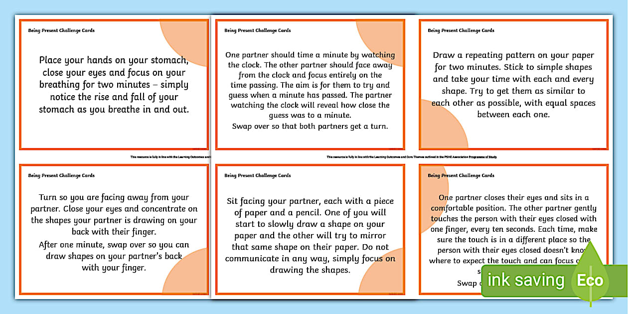 KS2 Being Present Challenge Cards - PSHE and Citizenship