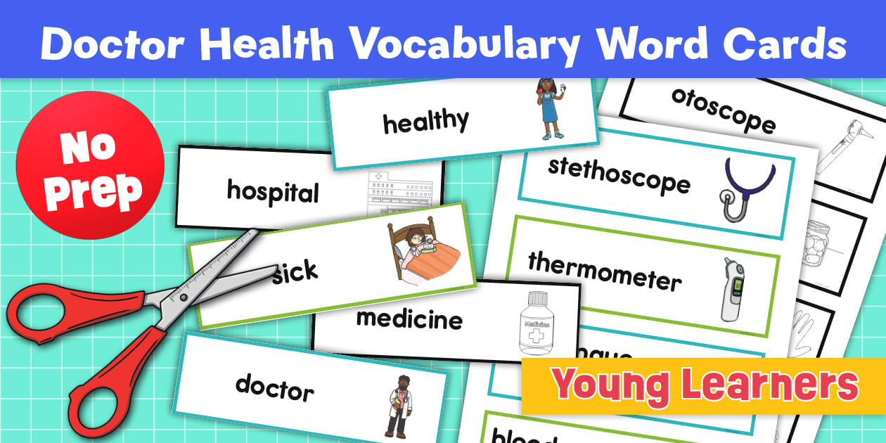 Doctor Health Vocabulary Word Cards for Dramatic Play