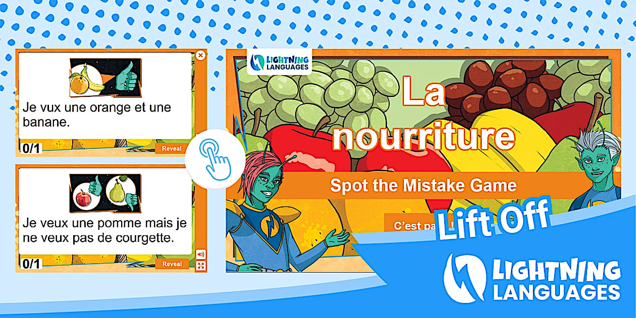 👉 French Lift Off Food Spot the Mistake Game - Twinkl