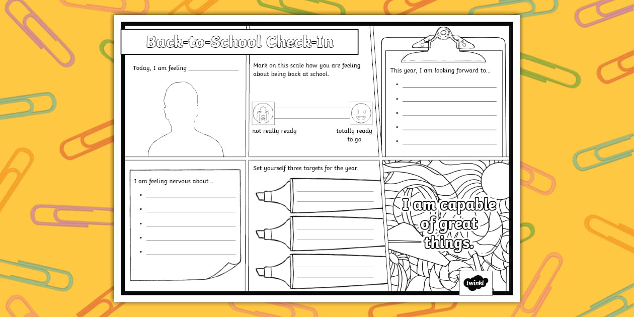 Back-to-School Check-In Worksheet (teacher made) - Twinkl