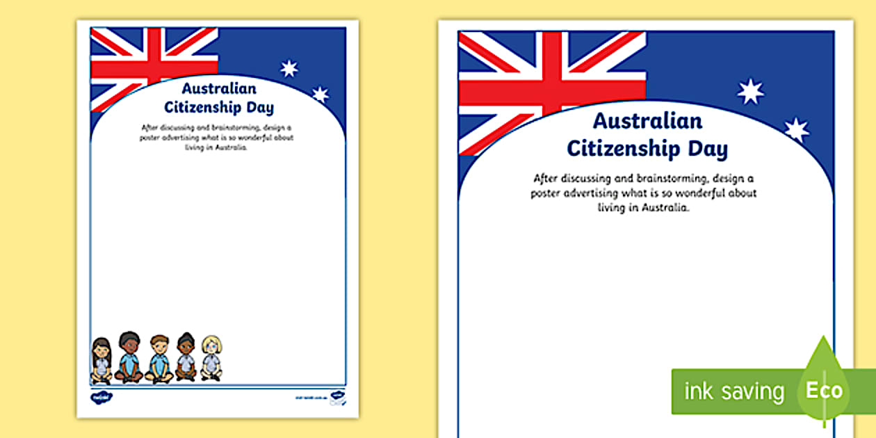 Australian Citizenship Day Poster Design Worksheet - Twinkl