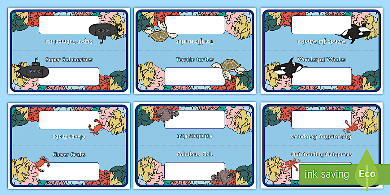 Under the Sea Themed Table Signs - Twinkl