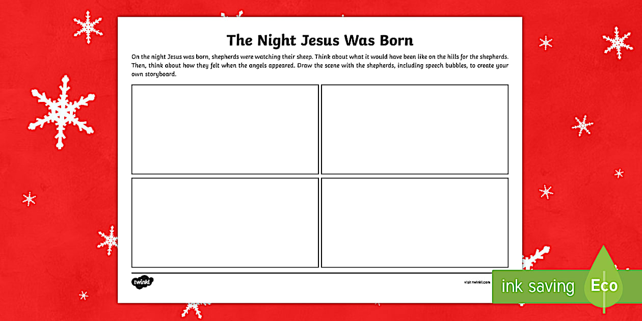 The Night Jesus Was Born Worksheet - Twinkl